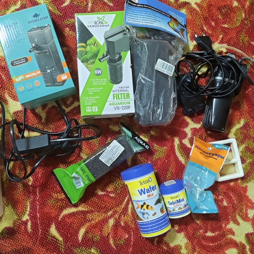 Корм для рыб Тетра, фильтры, лампа