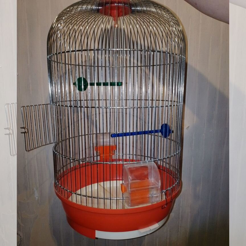 Клетка большая круглая для птиц попугая двойно дно