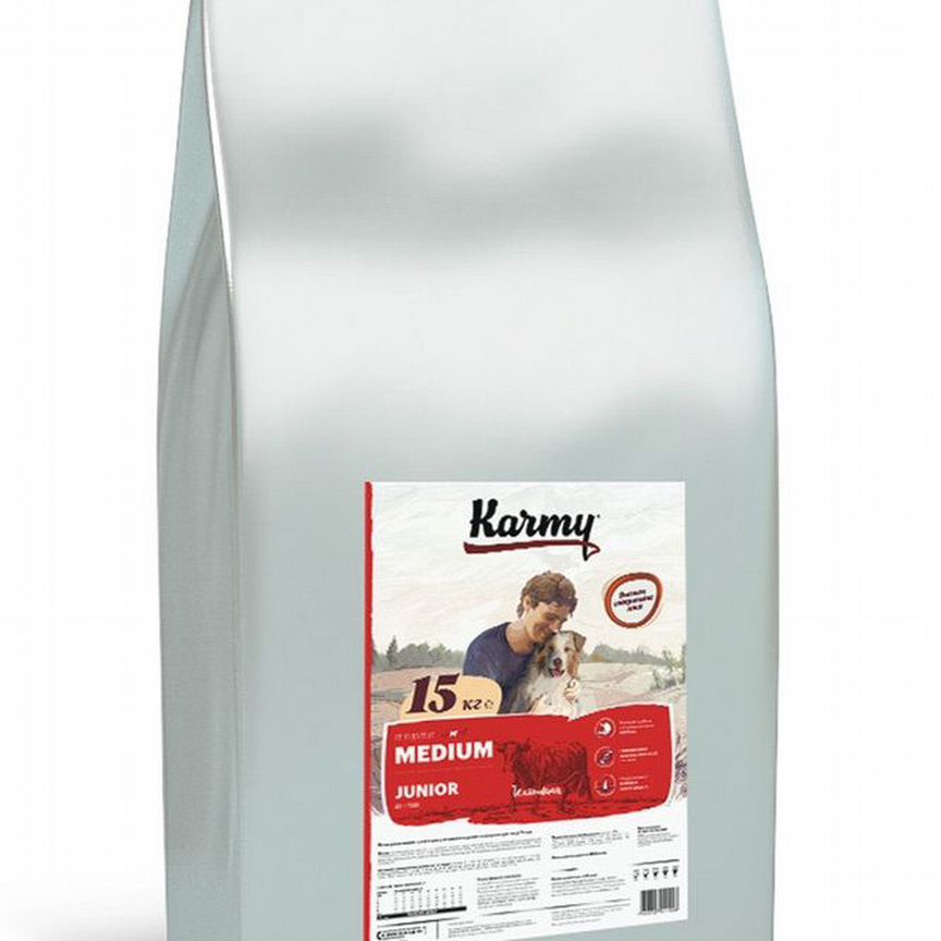 Корм для собак карми Medium Junior 15кг