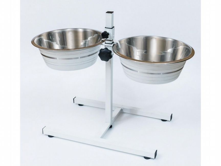 Подставка для корма 2х1,75л, метал.,белая 43см