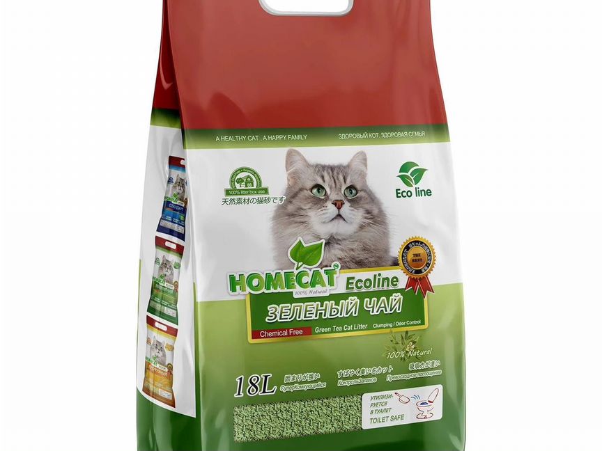 Наполнитель для кошек Homecat Ecoline Зеленый чай