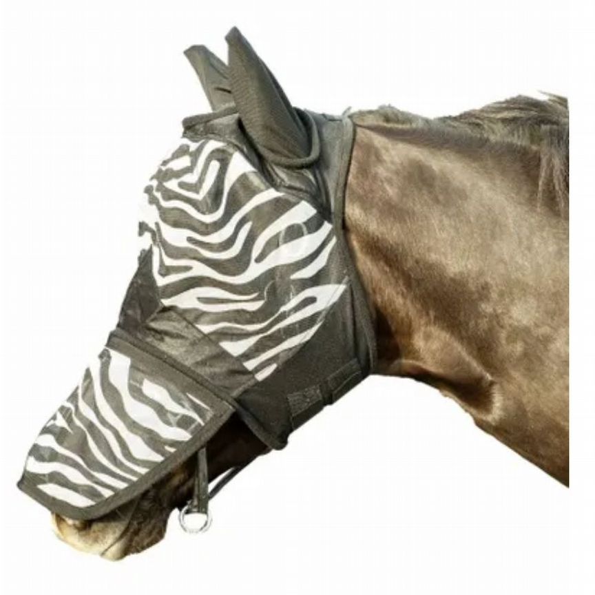 Маска от мух для лошади с носом цвета Зебра HKM