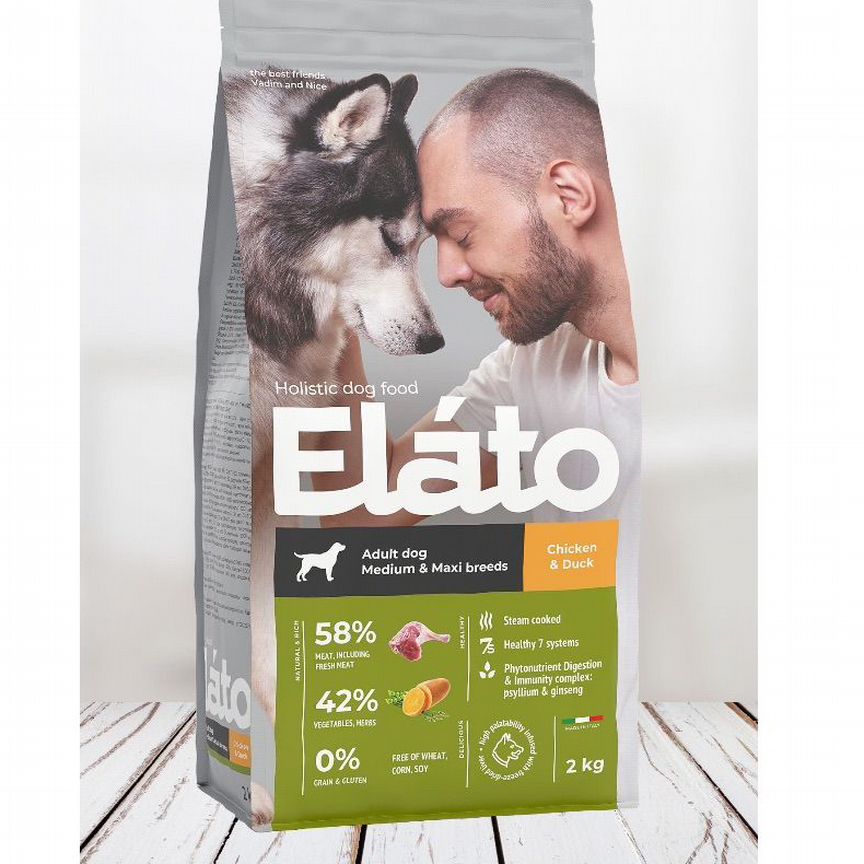 Сухой корм для взрослых собак холистик Elato