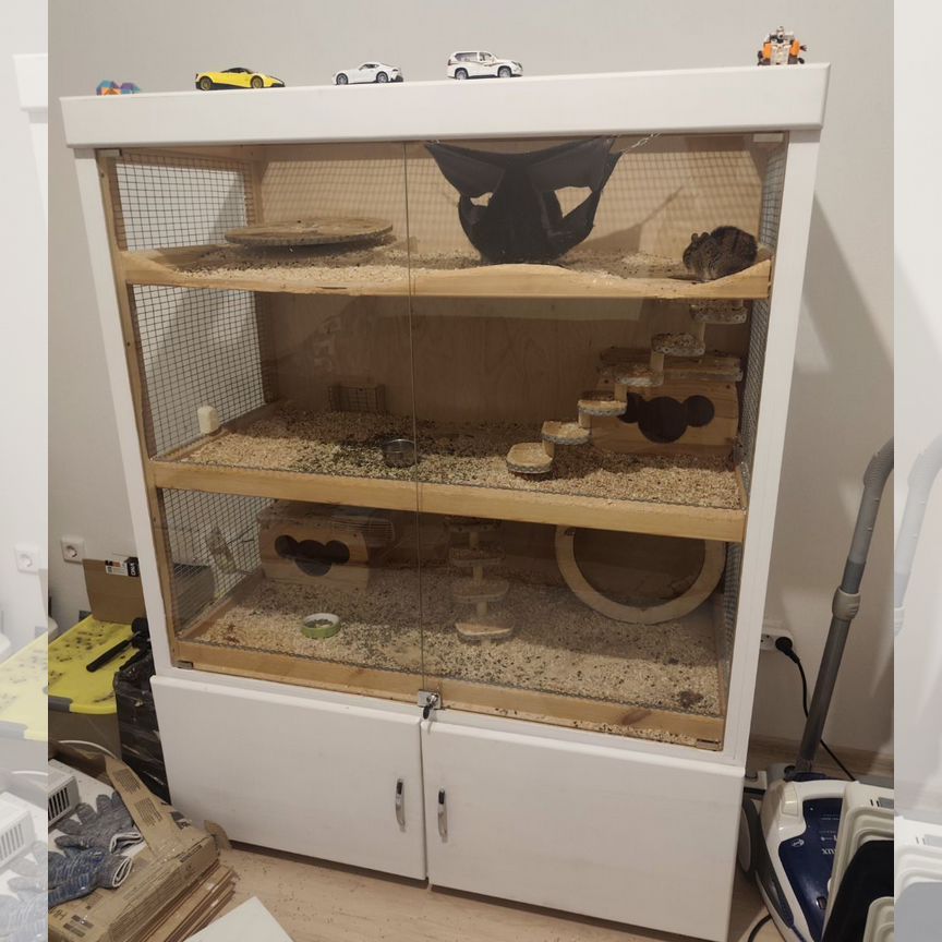 Стеклянная витрина для шиншиллы или дегу