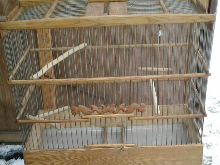 Экологичная клетка(дерево-дуб, металл) для птички