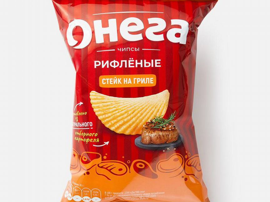 Чипсы Онега, рифлёные, стейк на гриле
