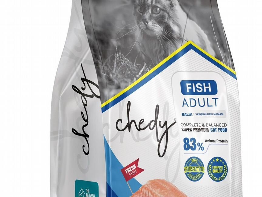 Chedy сухой корм для взрослых кошек, рыба