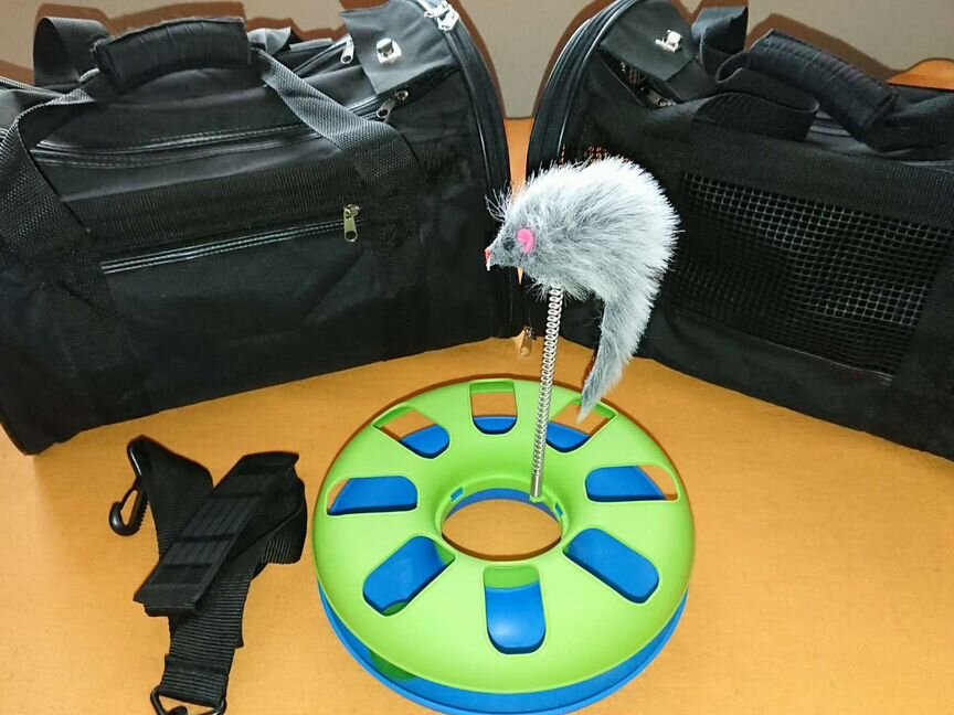 Переноска для кошек и собак мелких пород + игрушка