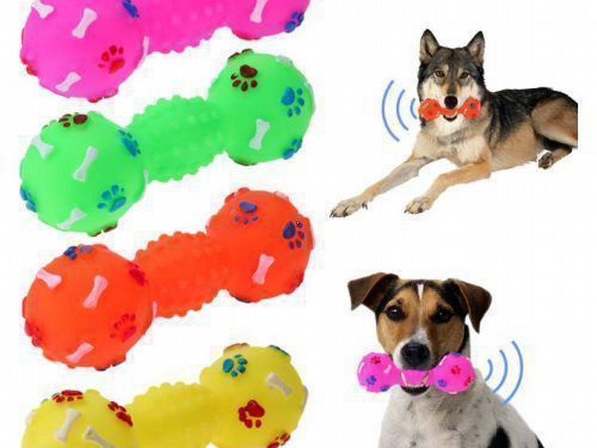 Игрушка-пищалка для собак "Гантелька - кость"