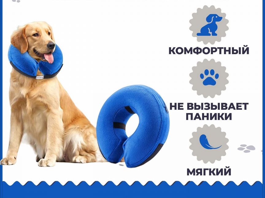 Воротник для собак. Защитный, размер XL, синий