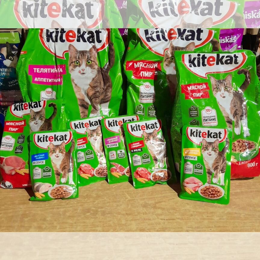 Корм для кошек Китекет Kitekat сухой и влажный