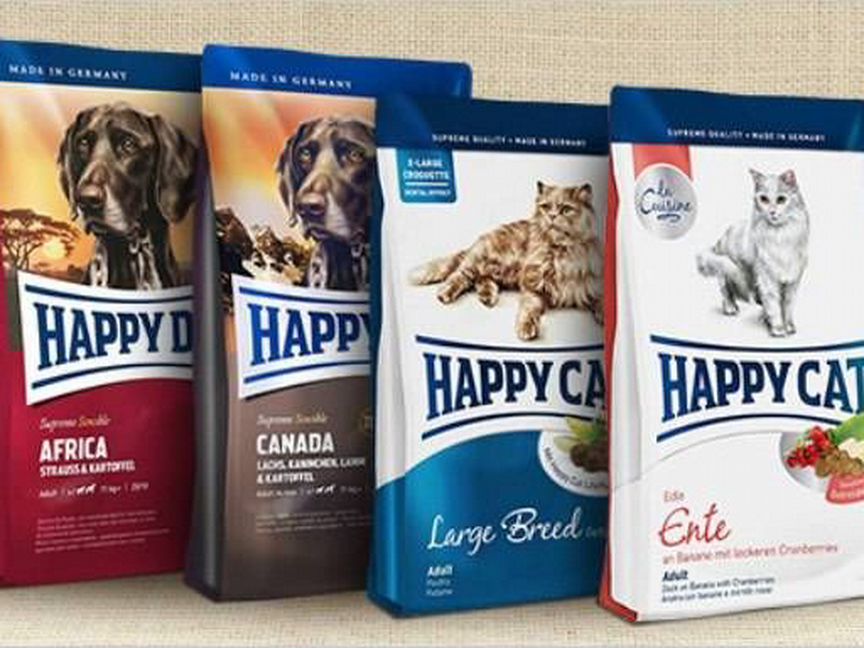 Happy Dog и Happy Cat корма для собак и кошек