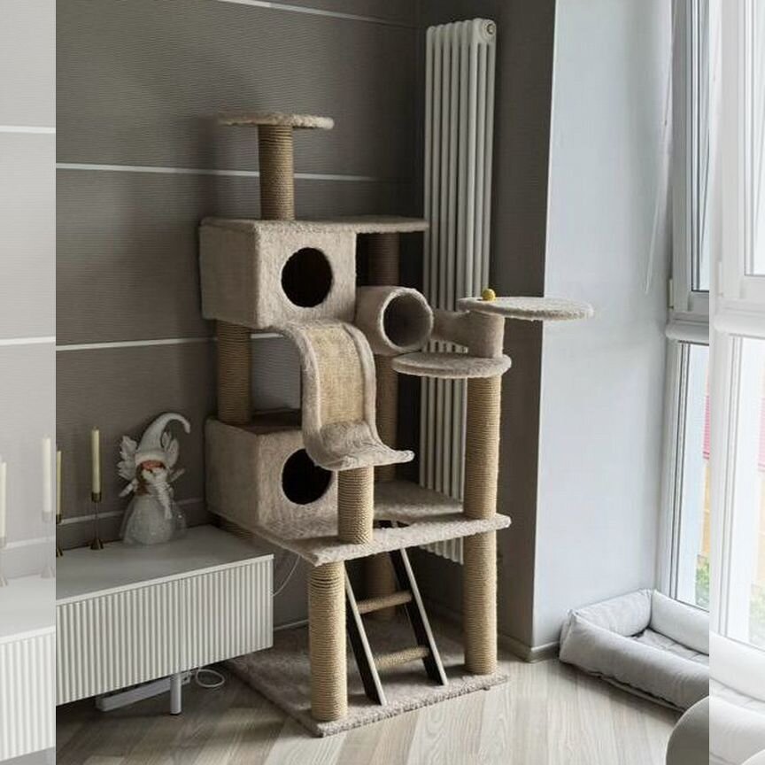 Домик для кошки с когтеточкой высокий