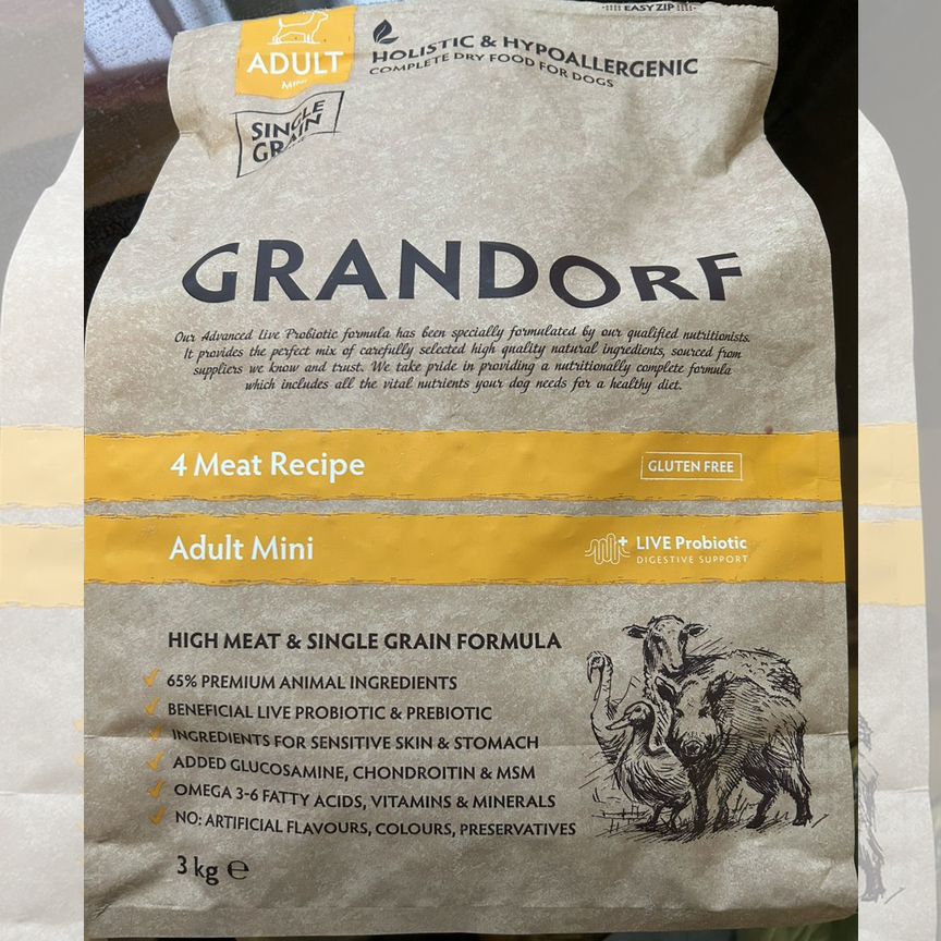 Корм Грандорф для собак мини пород 4 мяса (3кг)