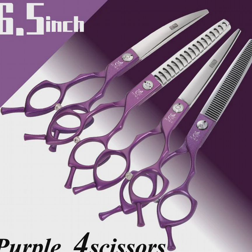 Ножницы для стрижки собак Fenice 440c 6,5 дюйма Фиолетовый, 6.5 purple set