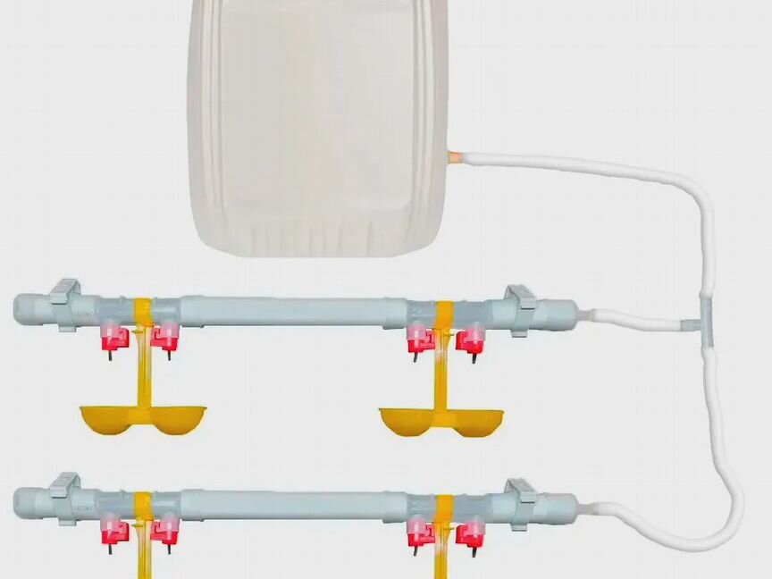 Поилка навесная ниппельная для сельхоз птиц 10л4шт