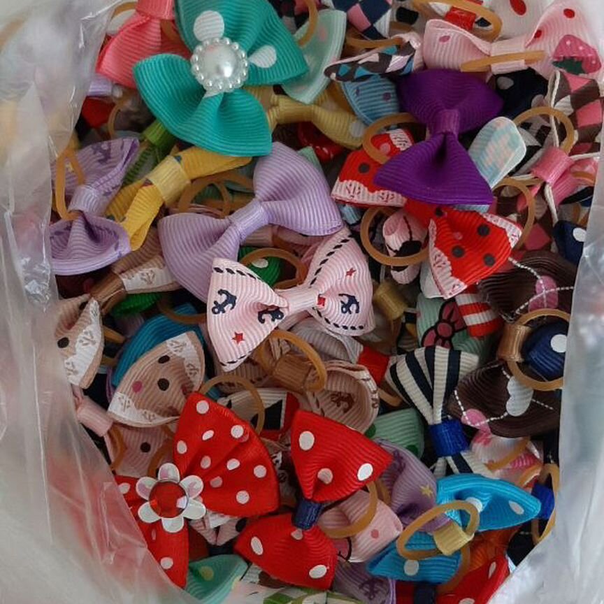 Бантики-резинки для мелких собак 98 шт