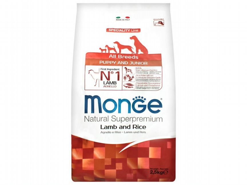 Сухой корм для щенков Monge Speciality line, ягнен