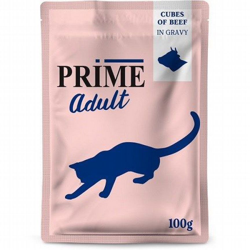 Корм 100г Prime кусочки из говядины в бульоне для