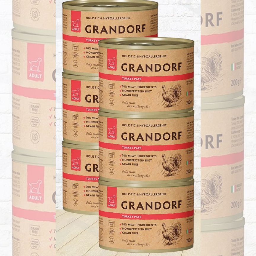 Паштет для собак grandorf, 7 шт индейка