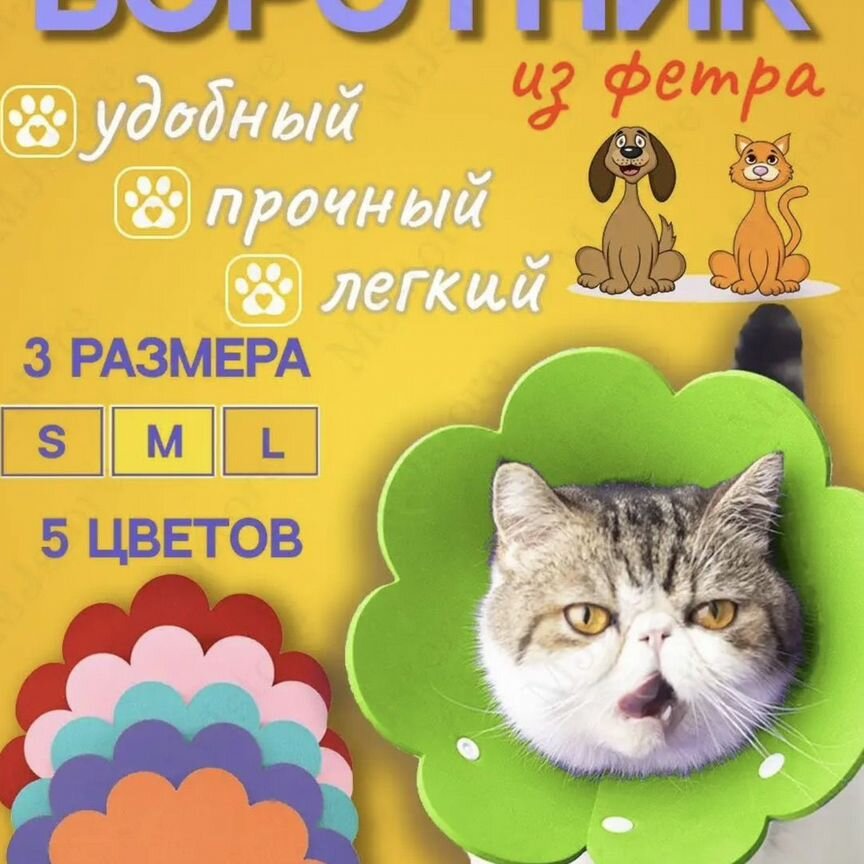 Защитный воротник для кошки из фетра