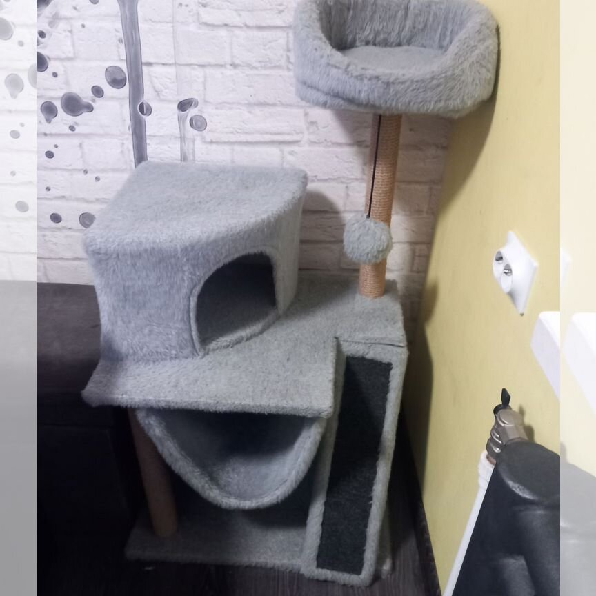Когтеточка с домиком и лежанкой