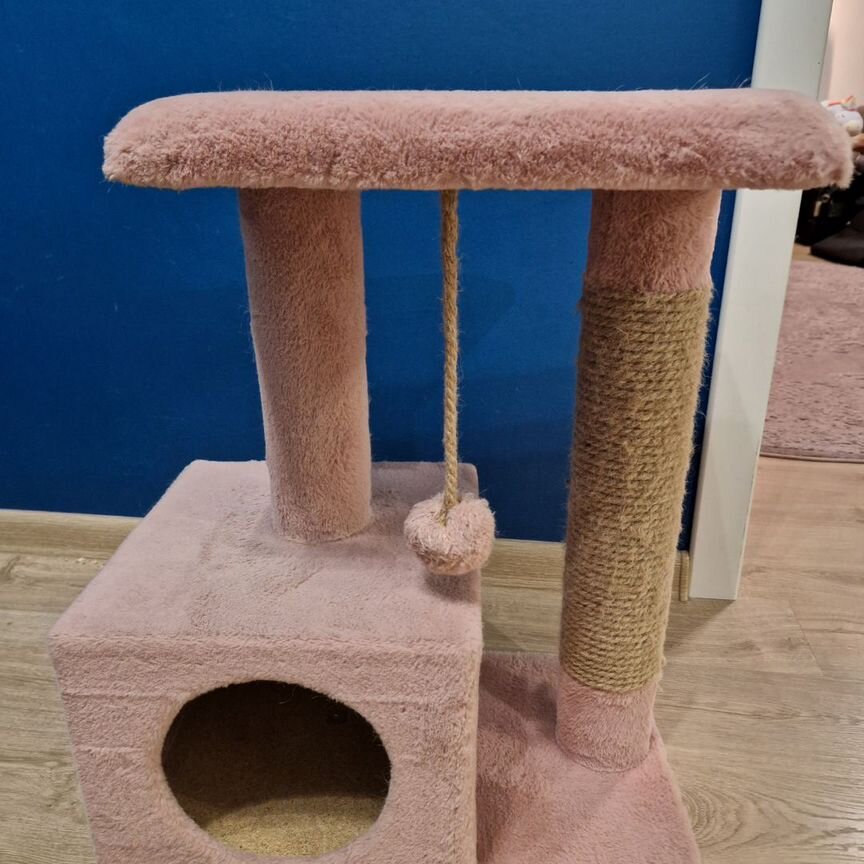 Кошачий домик-когтеточка розовый