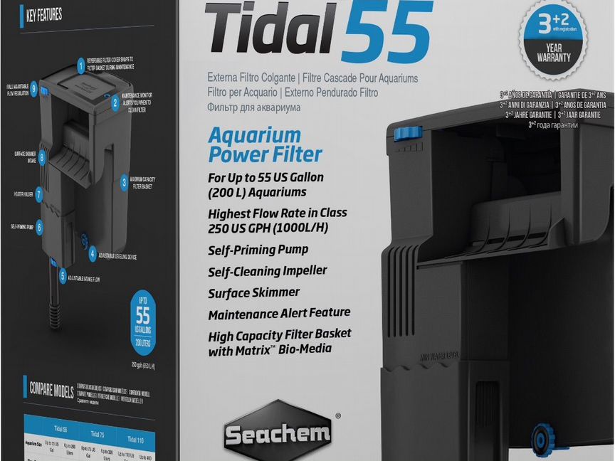 Фильтр Seachem Tidal 55 для аквариума до 200л