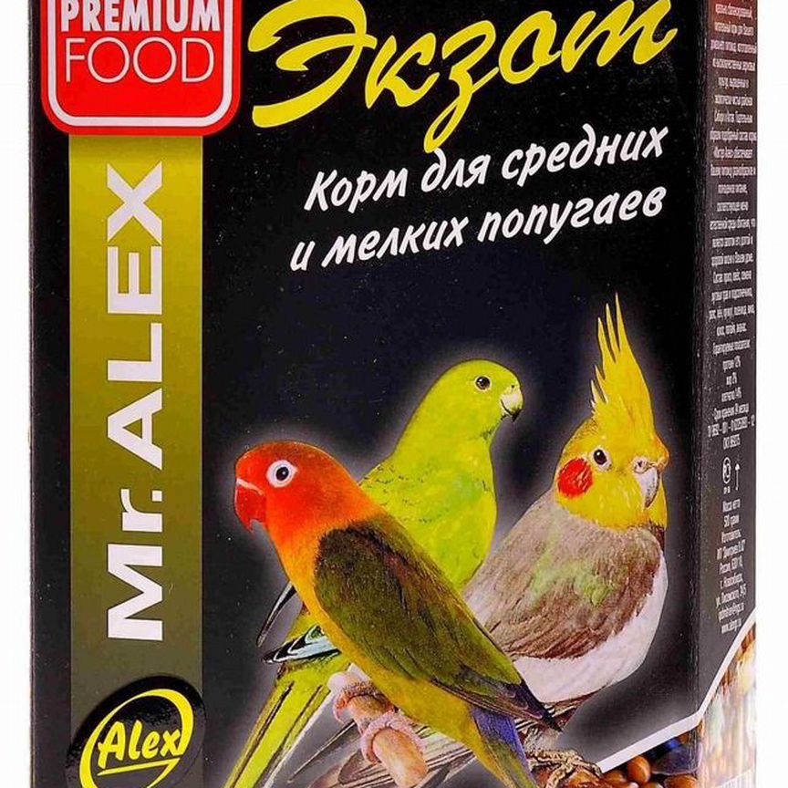 Mr.Alex корм для средних и мелких попугаев "Э