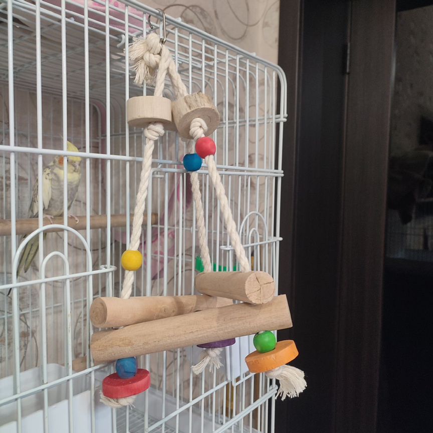 Качели, лестница, гнездо для попугая