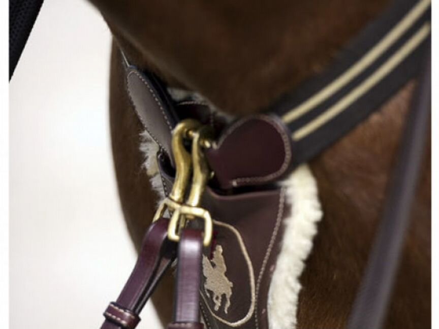 Мартингал с подперстьем «PoloRid.» чёрн.(кожа+мех)