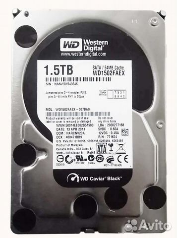 Жесткий Диск Western Digital WD1502faex 1,5Tb SATA купить в Москве с доставкой | Электроника | Авито