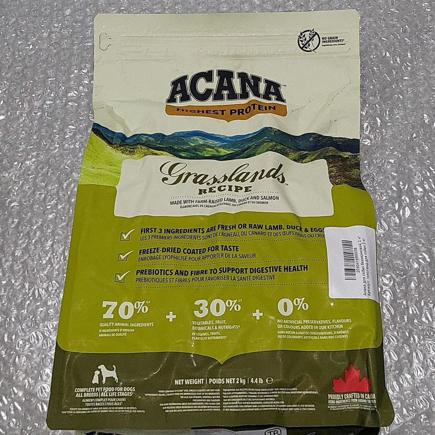 Корм для собак 2кг Acana Grasslands ягненок утка