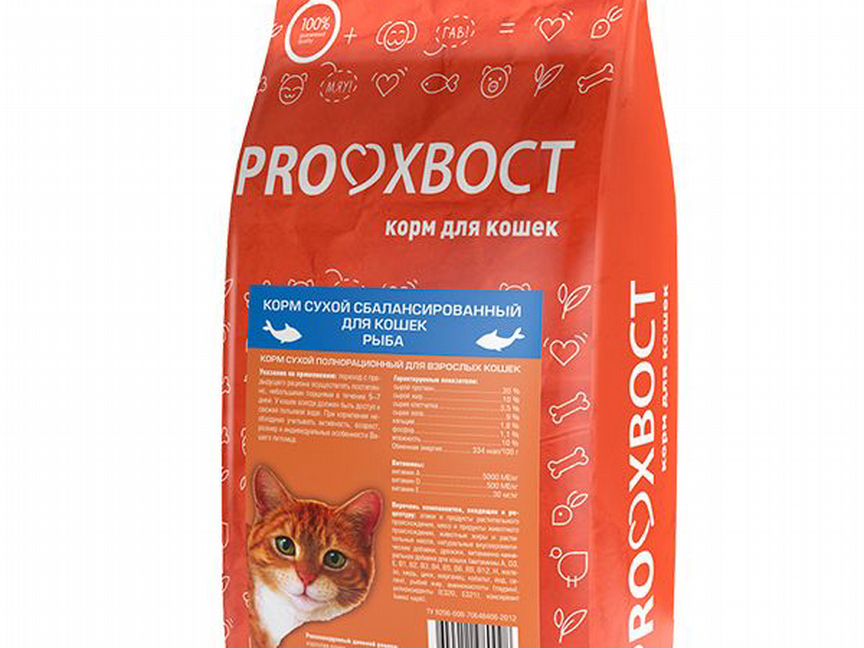 Сухой корм для кошек Прохвост рыба 10кг