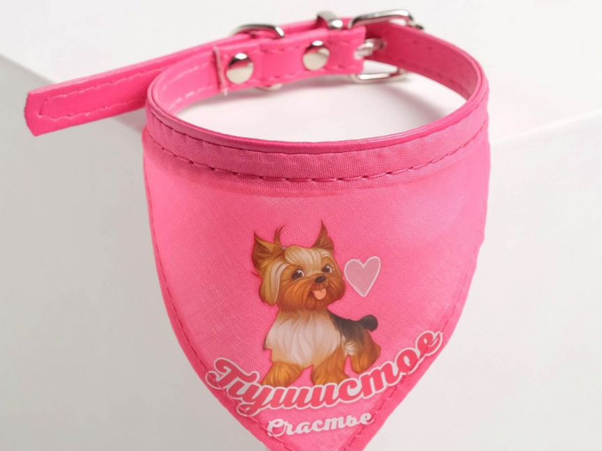 Ошейник с платком «Пушистое счастье» 32 х 1 см, ро