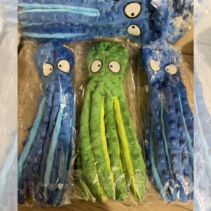 Мягкая игрушка доя собак осьминог, шуршит, пищит