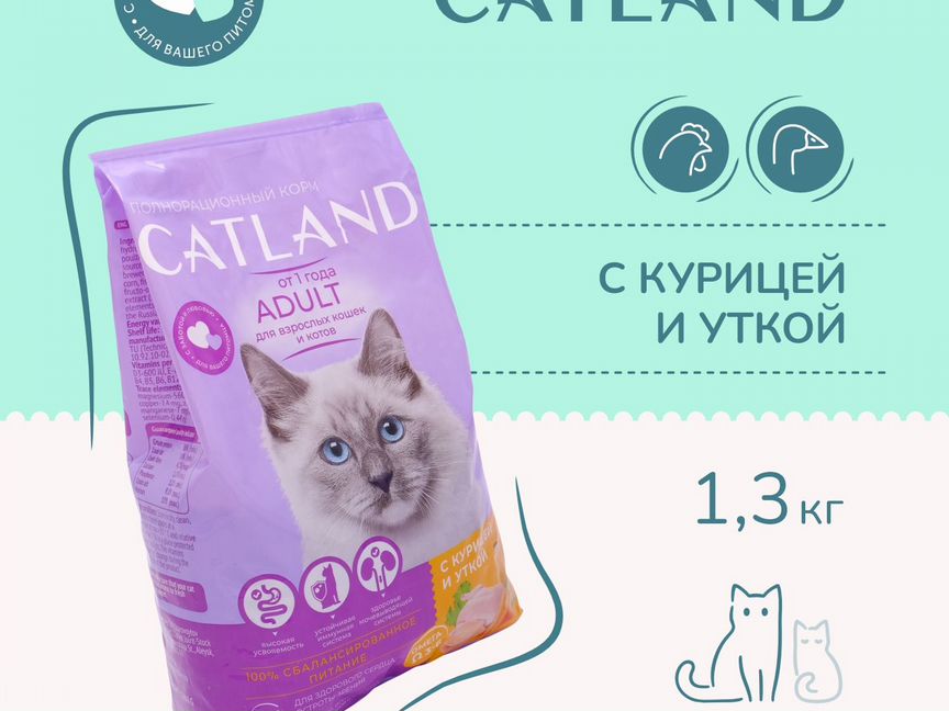 Сухой корм для взрослых кошек Catland 1,3 кг