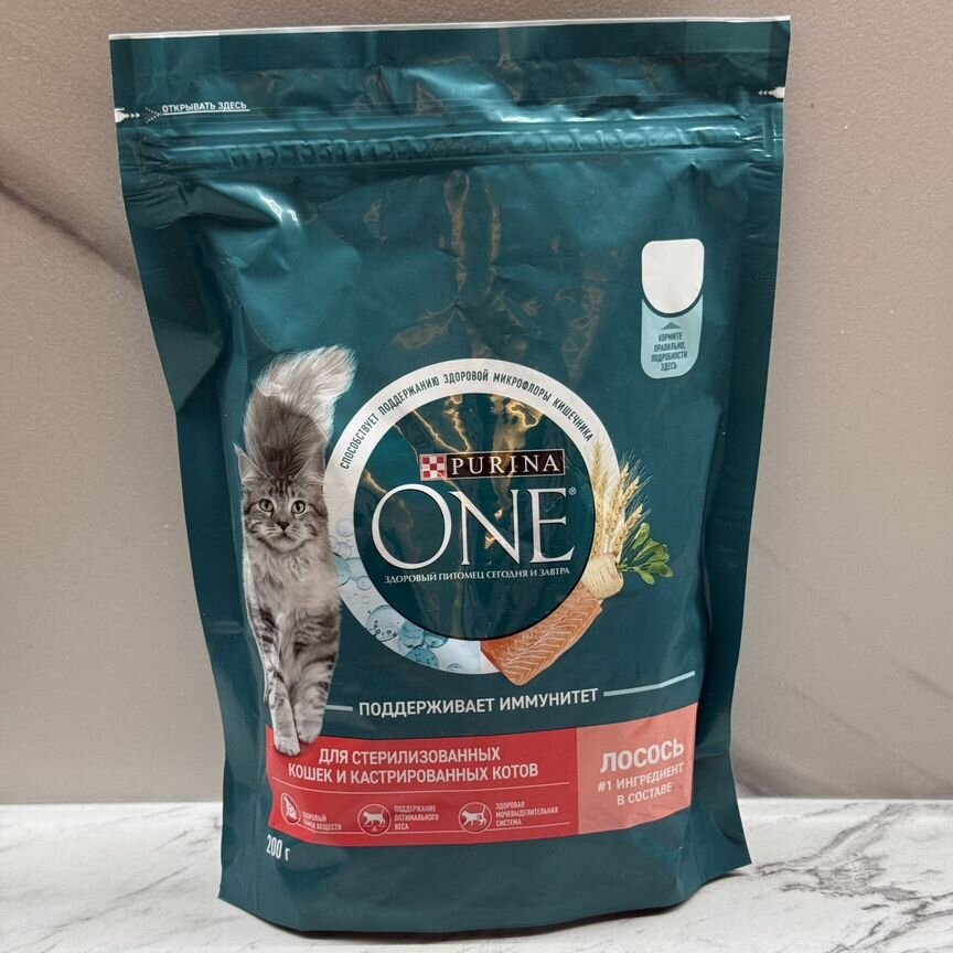 Сухой корм для кошек purina one лосось 200 гр