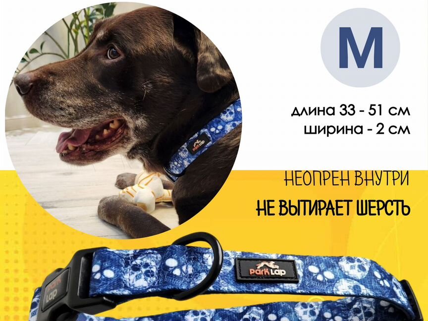 Ошейник с подкладом из неопрена, Краниум, размер M