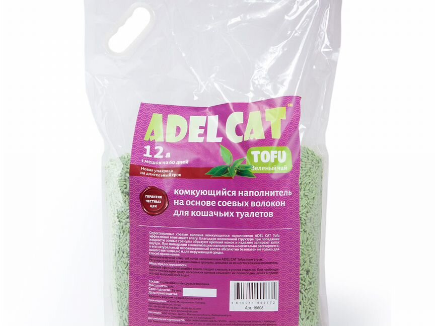 Adel Cat Tofu Комкующийся Зеленый чай 12 л/5 кг
