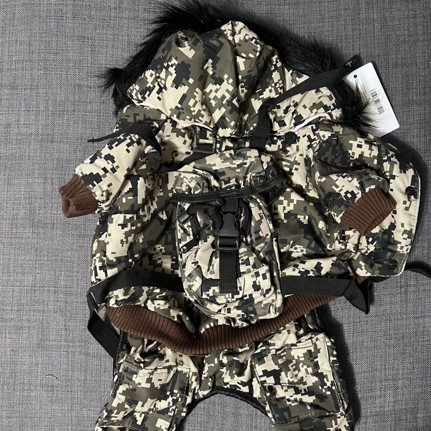Камуфляжный комбинезон для собак с рюкзаком