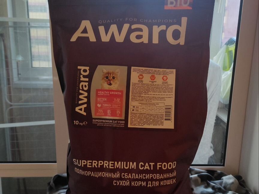 Корм для кошек award 6.85 кг остаток из 10 кг