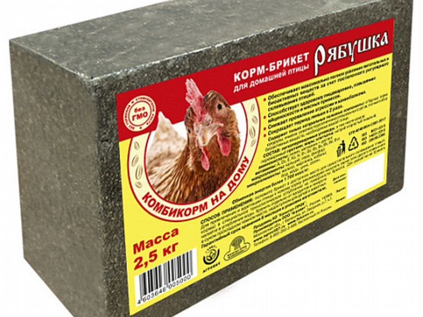 Комбикорм Рябушка для домашней птицы брикет 2,5кг