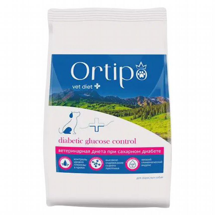 Сухой корм для собак ortipo vetdiet diabetic glucose control для собак мелких пород - 1,5 кг