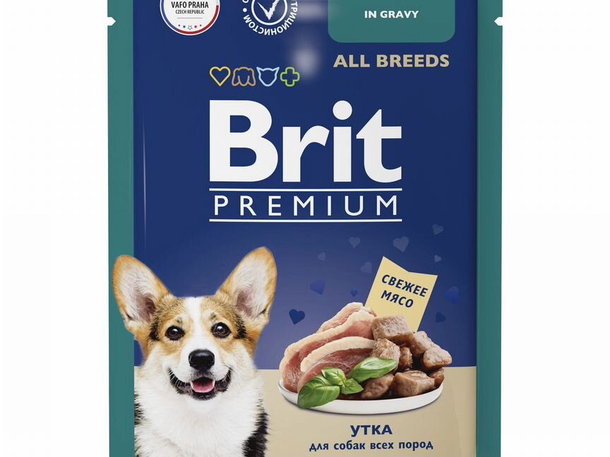 BritPrem д/всех собак с уткой/Пауч 85г
