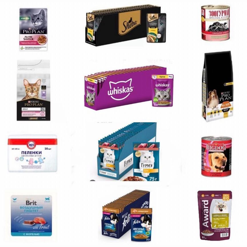 Влажные/сухие корма для кошек и собак
