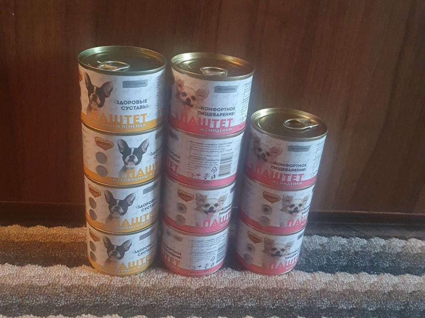 Влажный корм для собак, пеленки