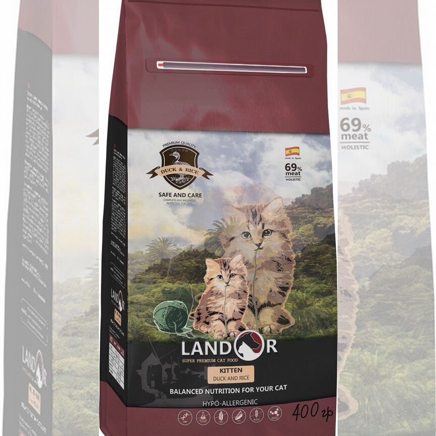 Сухой корм для котят утка с рисом 0,4 кг, Оригинал