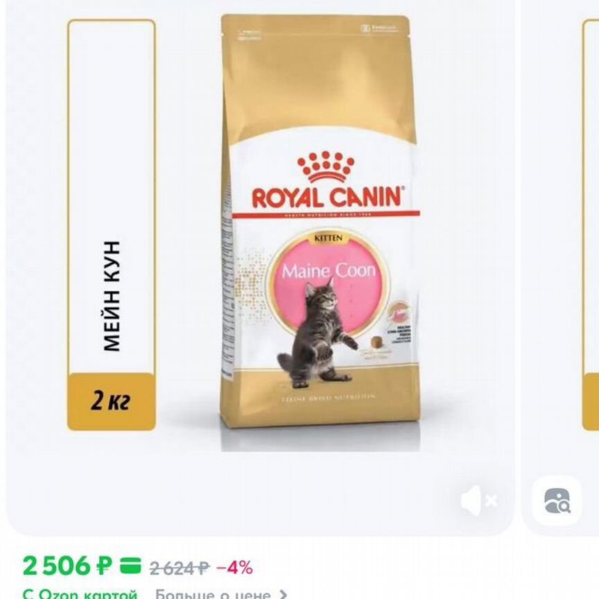 Корм для кошек royal canin kitten мейн-кун