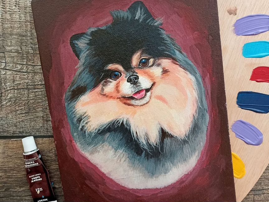 Портрет питомца на холсте